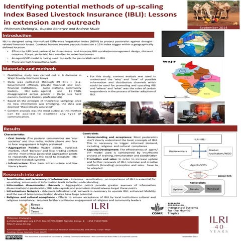 Identifying potential methods of up-­scaling Index Based Livestock ...