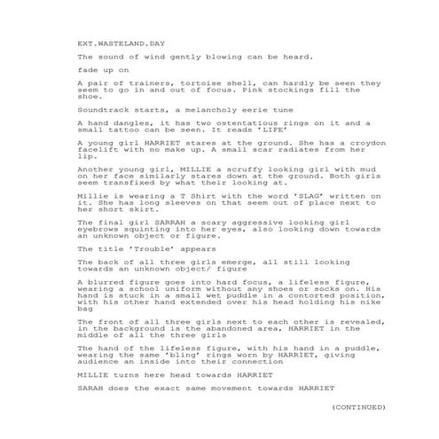 Trouble - script draft 1 | PDF | Women\'s Outerwear | Women\'s Clothing