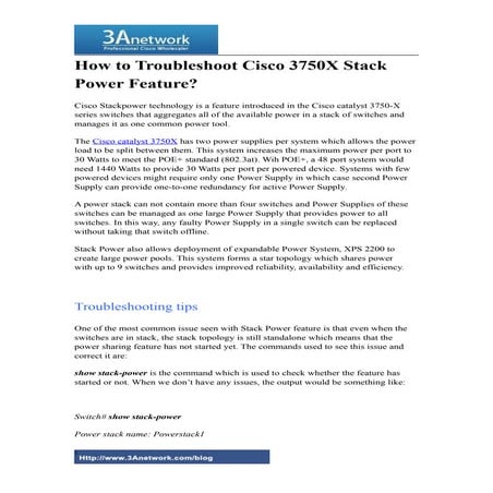 Troubleshoot cisco 3750 x stack power feature | DOC