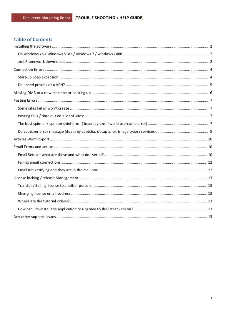 Troubleshooting Guide