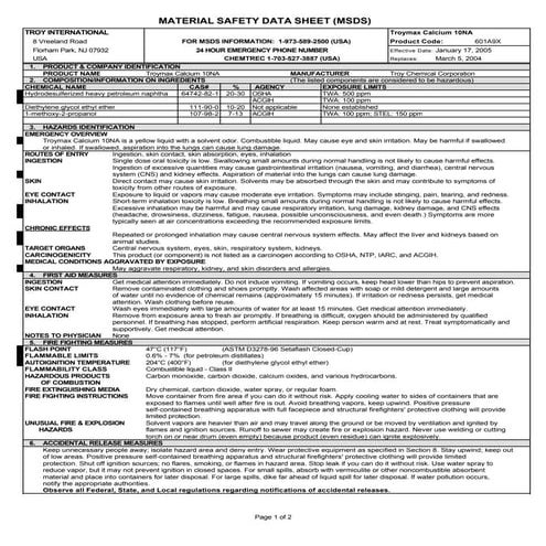 Additive Troymax Calcium 10NA-i Data sheet | PDF