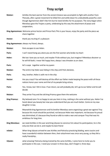 Story board of example script