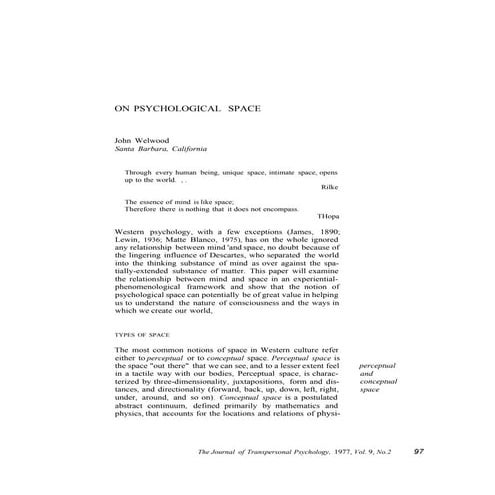 ON PSYCHOLOGICAL SPACE | PDF