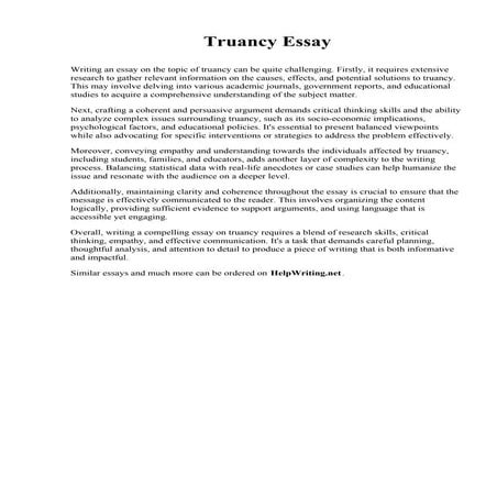 Truancy Essay. Harding School of Theology | PDF