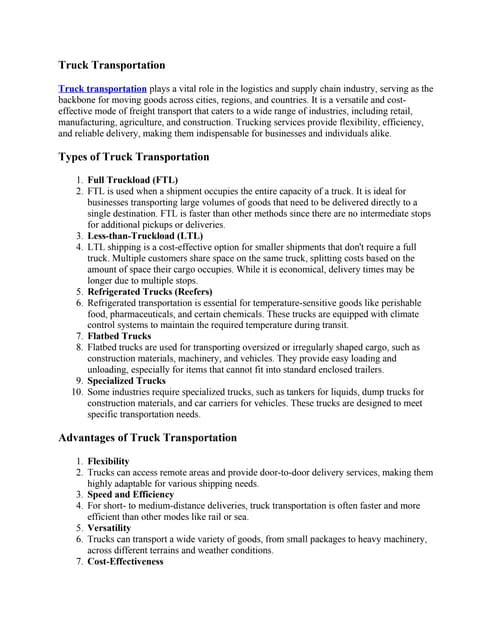 truck transportation.docx read articlle c | PDF