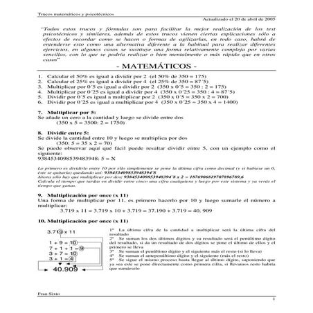 TRUCOS DE MATEMÀTICA | PDF