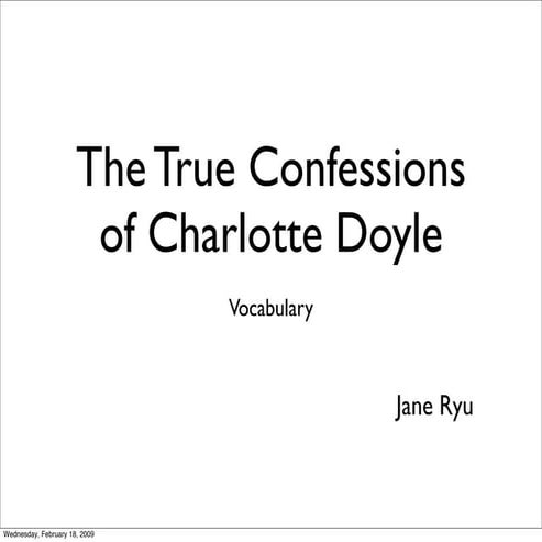 The True Confessions of Charlotte Doyle Vocabulary | ZIP