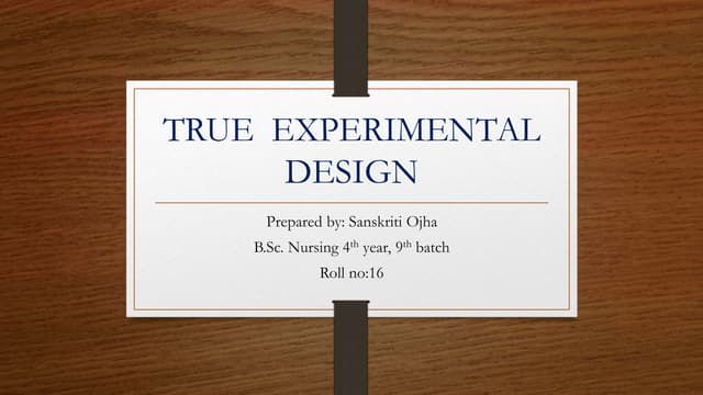 Experimental Research Design (True, Quasi and Pre Experimental Design ...