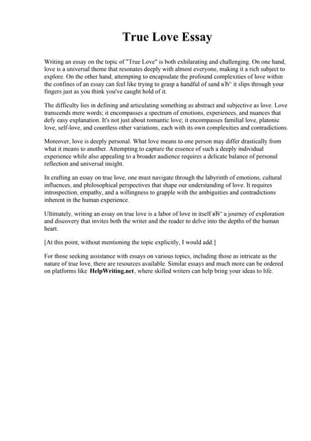 My First Love Essay | PDF