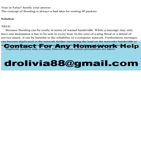 True or False Justify your answer.The concept of flooding is alwa.pdf | Computer Networking ...