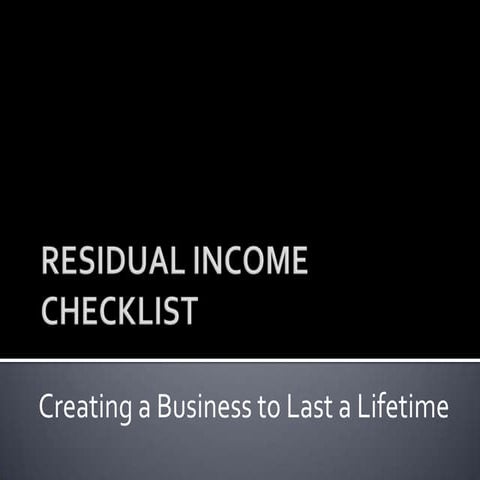 True Residual Income Slide Show | PPSX