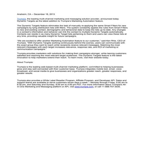 Trumpia decemberpr providedbyclient | PDF