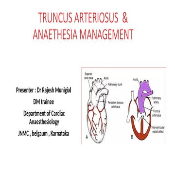 truncus arteriosus anaesthesia management | PPTX