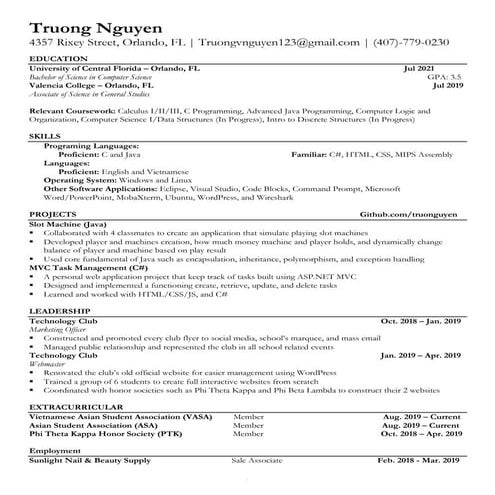 Truong nguyen resume | PDF