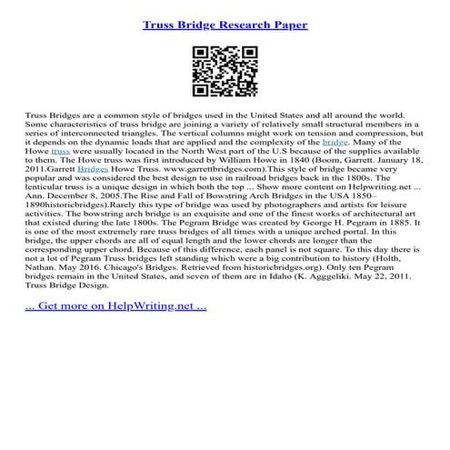 Truss Bridge Research Paper | PDF