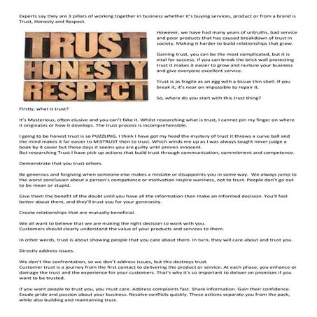 Trust, Honesty and Respect | PDF