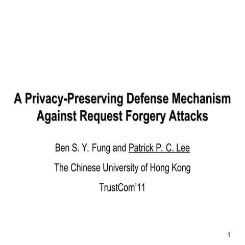 A privacy-preserving defense mechanism against attacks | PPT