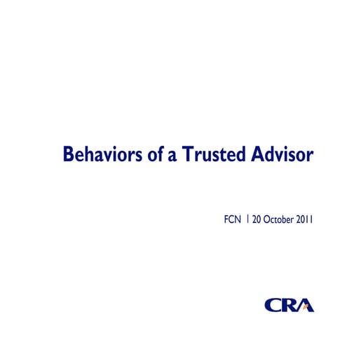 Becoming A Trusted Advisor - Lynne Viscio - FCN October 20 2011 | PDF
