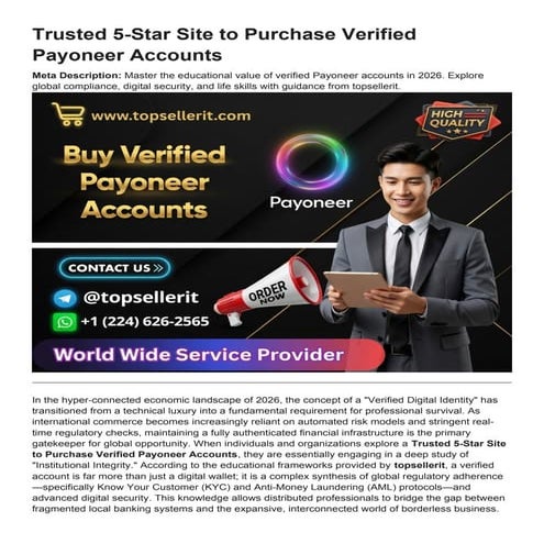 Mastering Verified Payoneer Accounts for Global Compliance and Digital ...