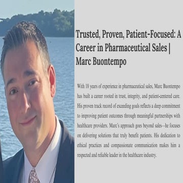 Sales with Heart: Marc Buontempo’s Pharma Journey | PPT
