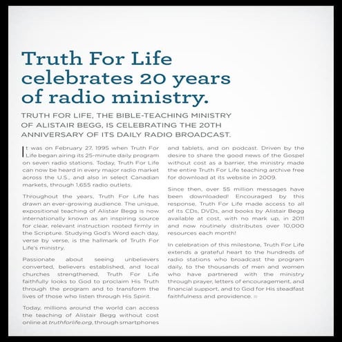 Truth For Life - 20 Years | PDF | Christianity | Religion & Spirituality