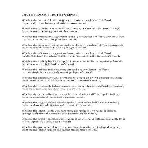 Truth Remains Truth Forever | PDF