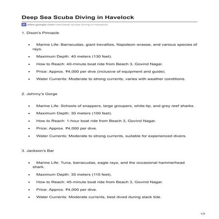 Explore The Best Deep Sea Scuba Diving on Havelock Island | PDF