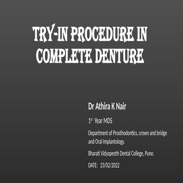 TRY IN IN COMPLETE DENTURE , TRY IN COMPLETE | PPTX