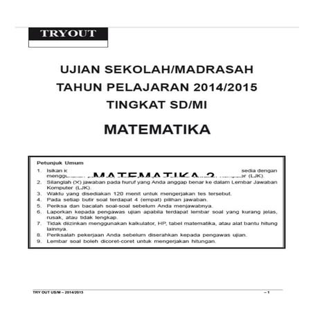 Tryout matematika-2 | PDF