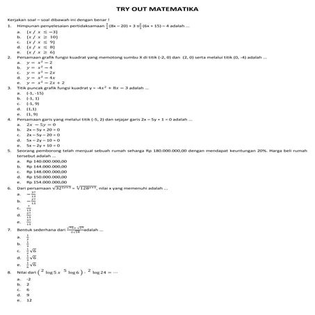 Try out matematika 1 | PDF