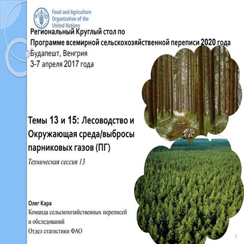 Census Themes 13 and 15 –Forestry and Environment/Greenhouse gas (GHG) emission : Technical ...