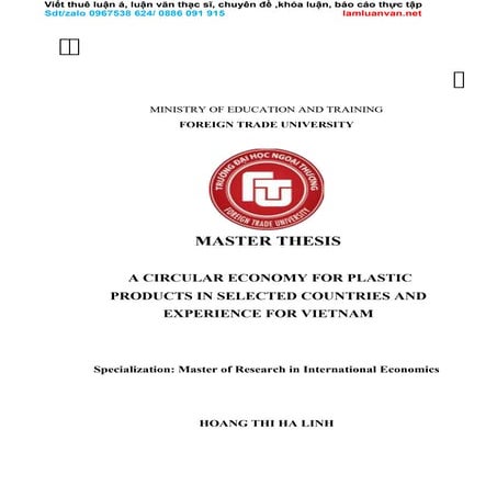 A CIRCULAR ECONOMY FOR PLASTIC PRODUCTS IN SELECTED COUNTRIES AND ...