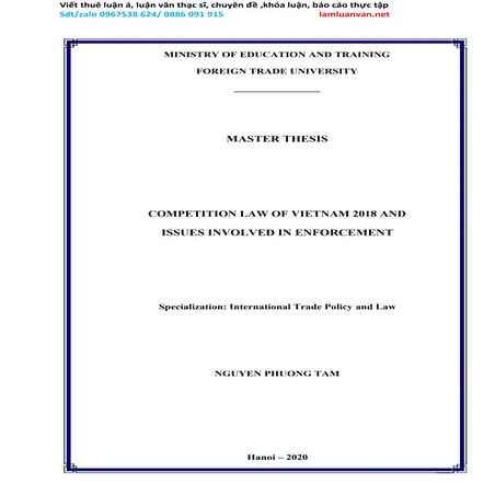 COMPETITION LAW OF VIETNAM 2018 AND ISSUES INVOLVED IN ENFORCEMENT | DOC