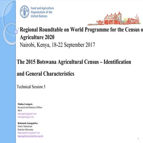 The 2015 Botswana Agricultural Census – Identification and General Characteristics | PPT ...