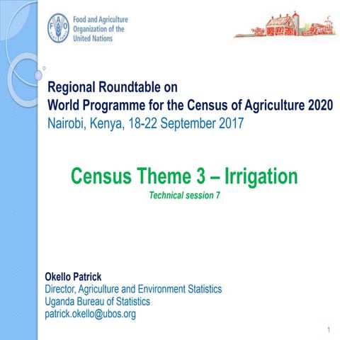 Census Theme 3 – Irrigation | PPTX | Agriculture | Industries