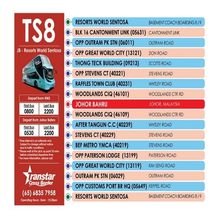TS8 Schedule Guideline to Singapore trip | PPT