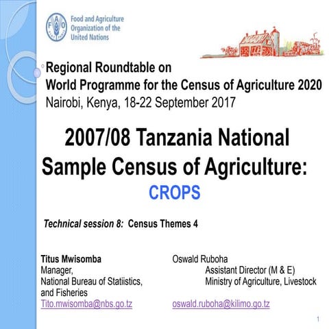 2007/08 Tanzania National Sample Census of Agriculture: CROPS | PPTX
