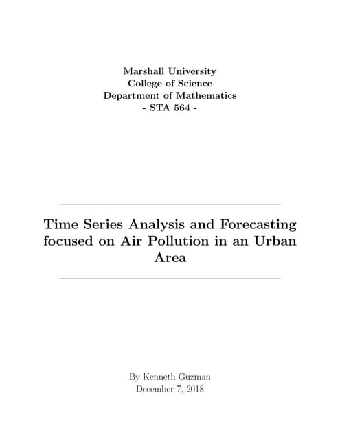 Air Quality Index Forecasting Using Time Series Analysis Pptx