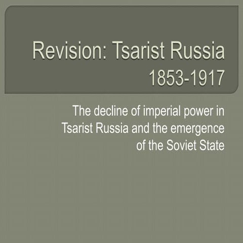 Revision Russian Tsars Alexander II and III, Nicholas II | PPTX