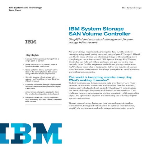 IBM System Storage SAN Volume Controller | PDF
