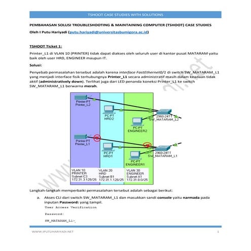 Pembahasan Solusi Troubleshooting & Maintaining Computer Network (TSHOOT) Case Studies | PDF