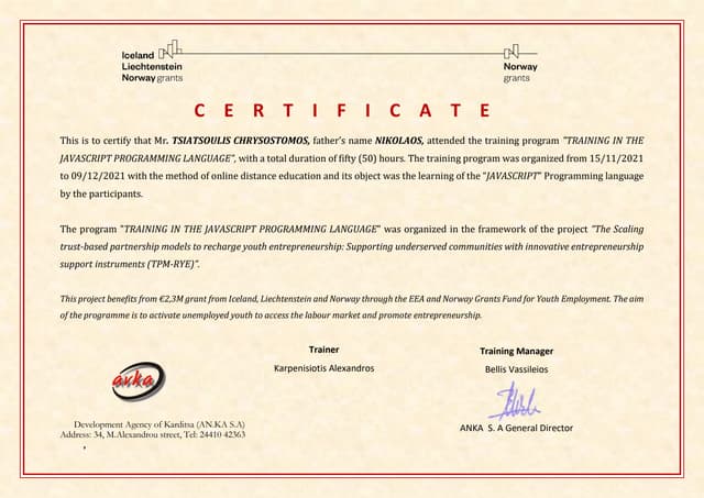 TSIATSOULIS JAVASCRIPT CERTIFICATE | PPT TSIATSOULIS JAVASCRIPT CERTIFICATE | PPT