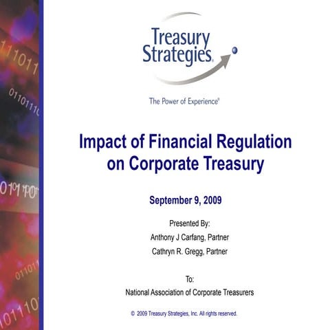 Treasury Strategies on Regulatory Reform | PPT