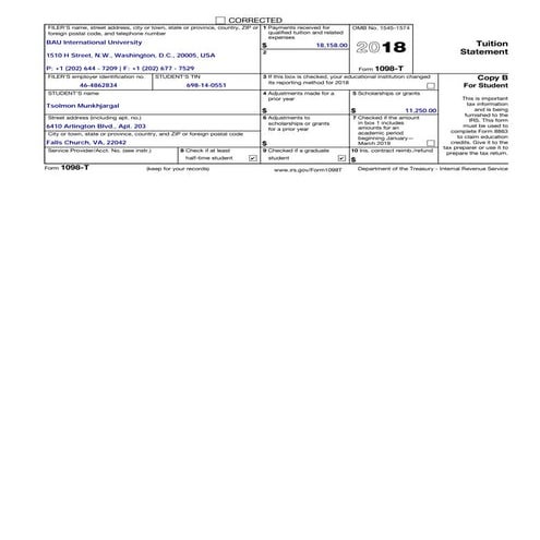 Tsolmon munkhjargal form 1098 t 2018 student copy | PDF | Student ...