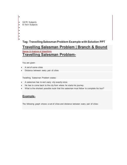 Traveling salesman problem | PPTX