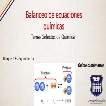Tsq bloque II balanceo de ecuaciones químicas | PPTX