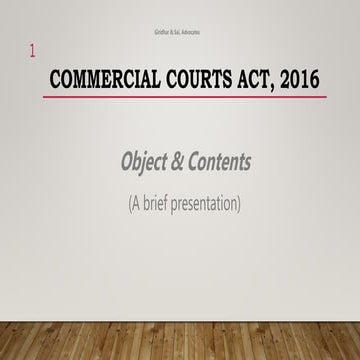 Commercial Courts Act, 2016 | PPTX