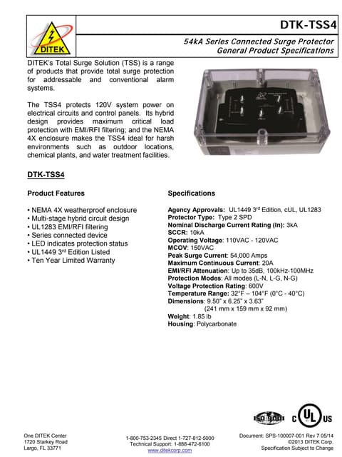 Ditek DTK-120SR Data Sheet | PDF