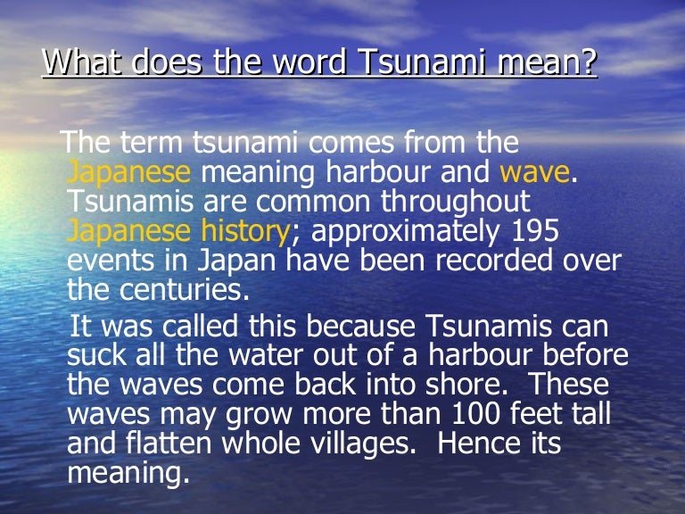 Tsunamis Facts