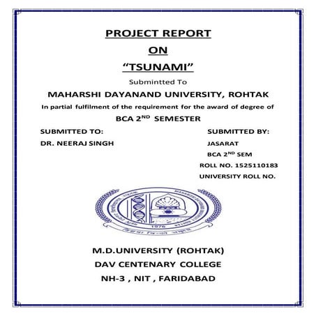 project on Tsunami | DOCX